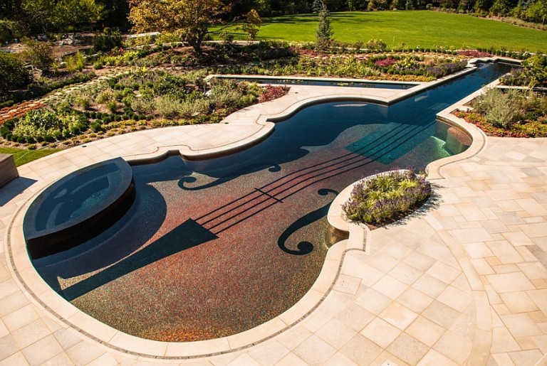 Posh Enough? Swimming Pool Shaped As A Stradivarius Violin | Decoist