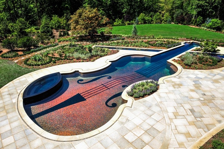 Posh Enough? Swimming Pool Shaped As A Stradivarius Violin | Decoist