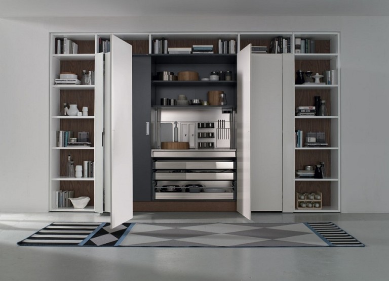 Contemporary Italian Kitchen, Space-Saving Versatile Compositions