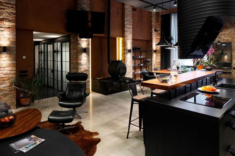 Apartment UV Goes Modern Industrial Using Exposed Metal, Brick and ...