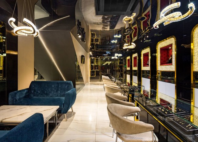 Rain of Gold: Stunning Jewelry Store Enchants in Breathtaking Black and ...