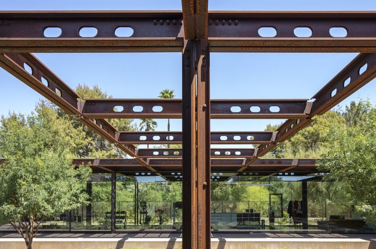 Custom Corten Steel Structural Component Extend this Arizona Home ...