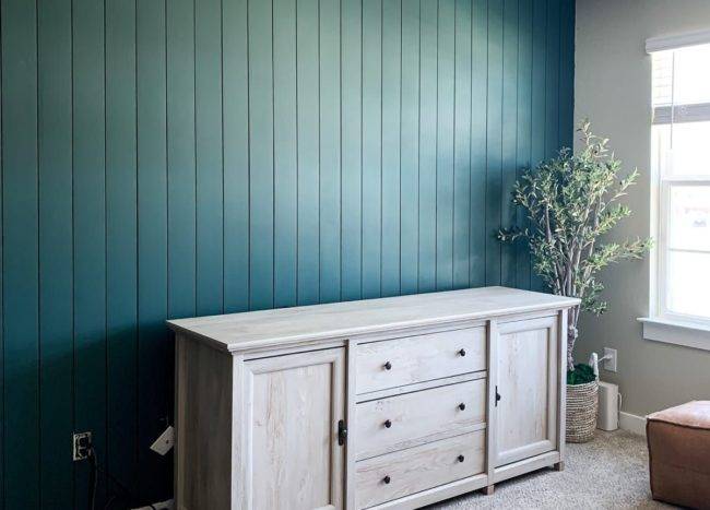 Antique Teal Wood Paneling For Walls